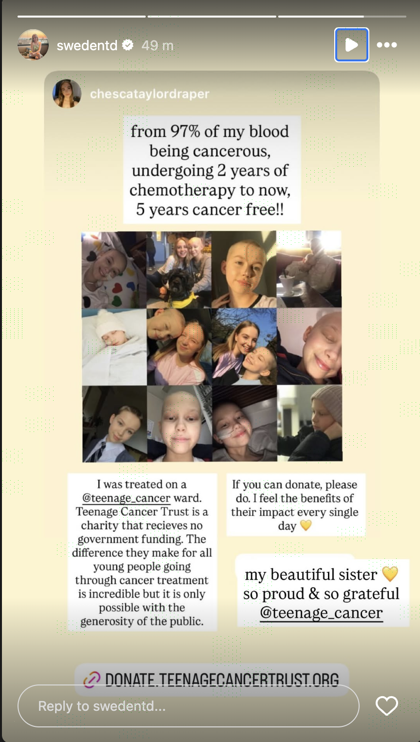 Eden Taylor-Draper heaps praise on sister after cancer milestone